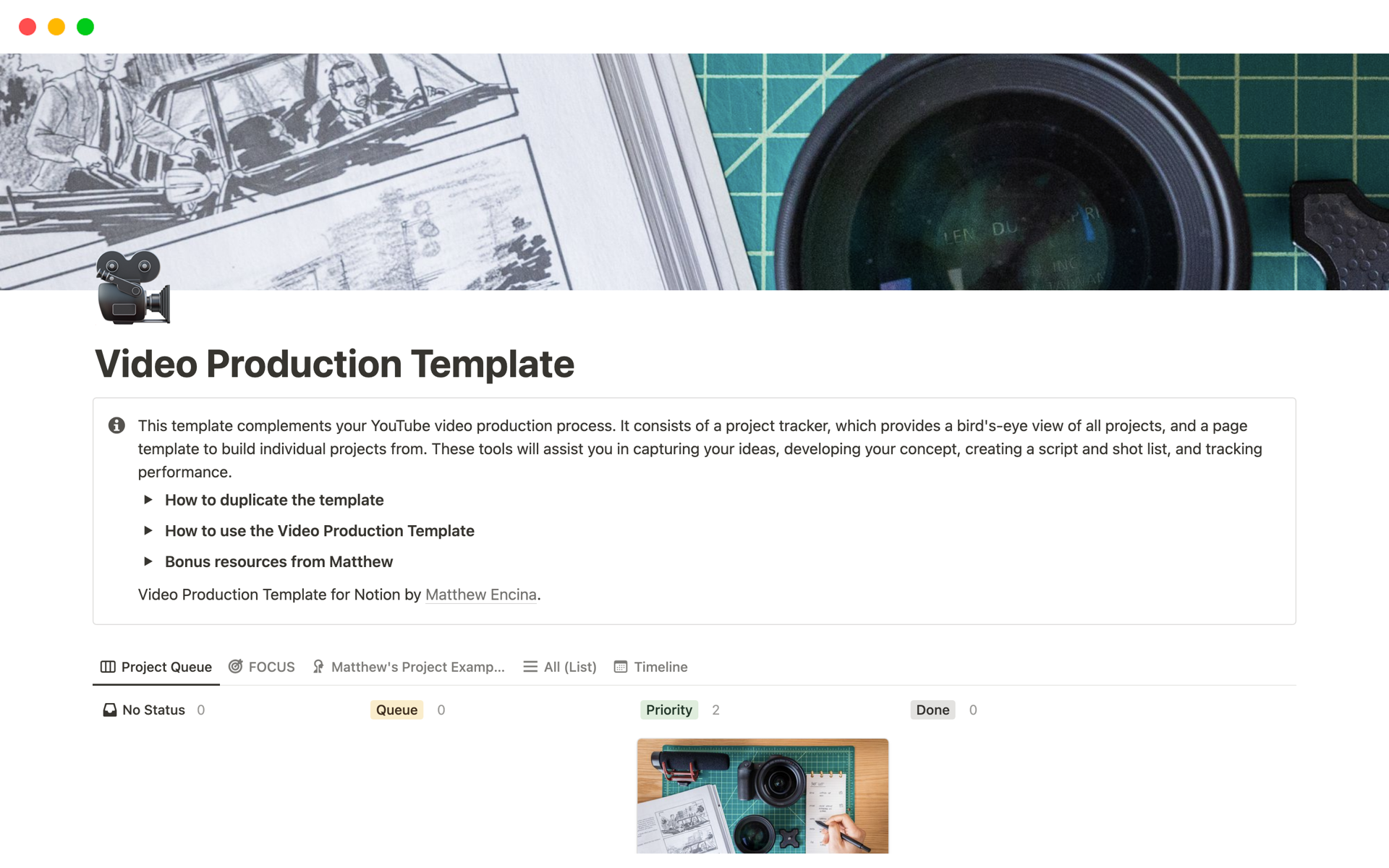 Video Project Template by Romain Chaize | Notion Marketplace