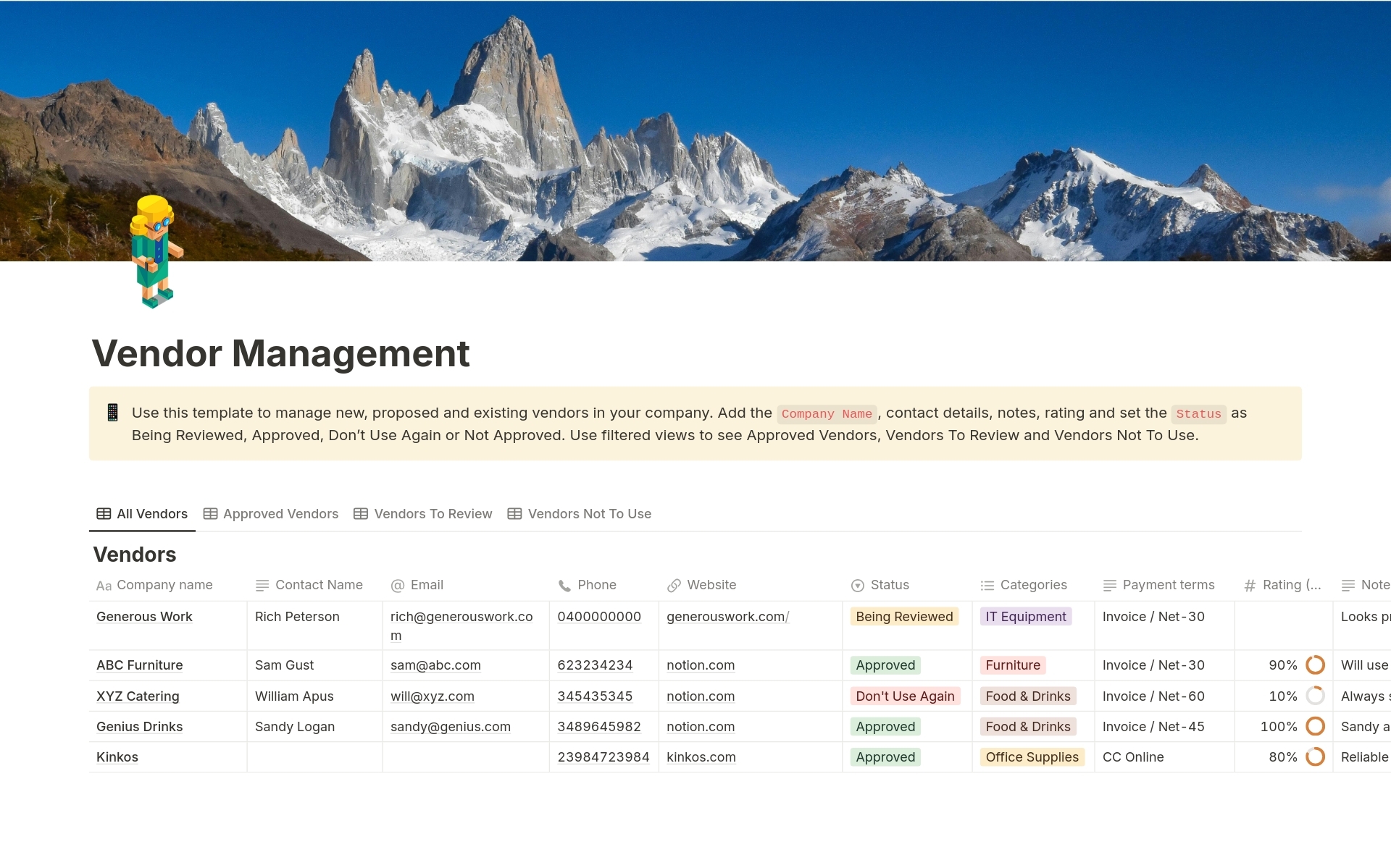Vendor Management Template by Template Road | Notion Marketplace