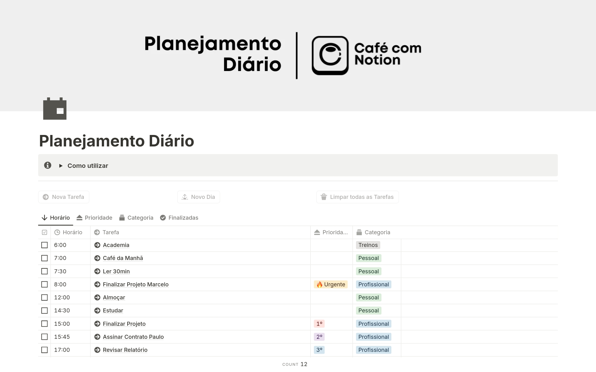 Modelo Rotina e Planejamento | Marketplace do Notion