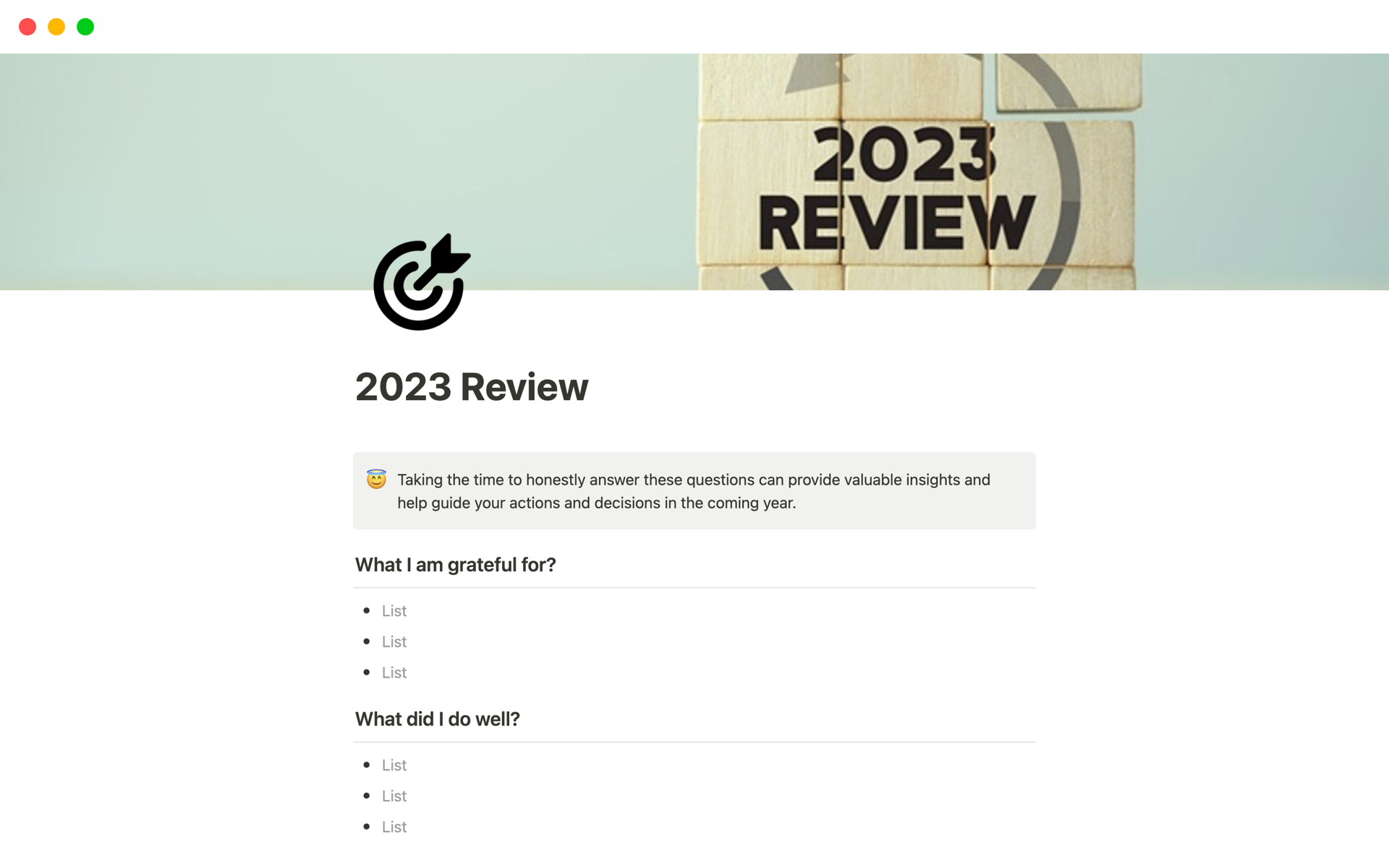 New year resolution Questions to ask your Self Template | Notion ...