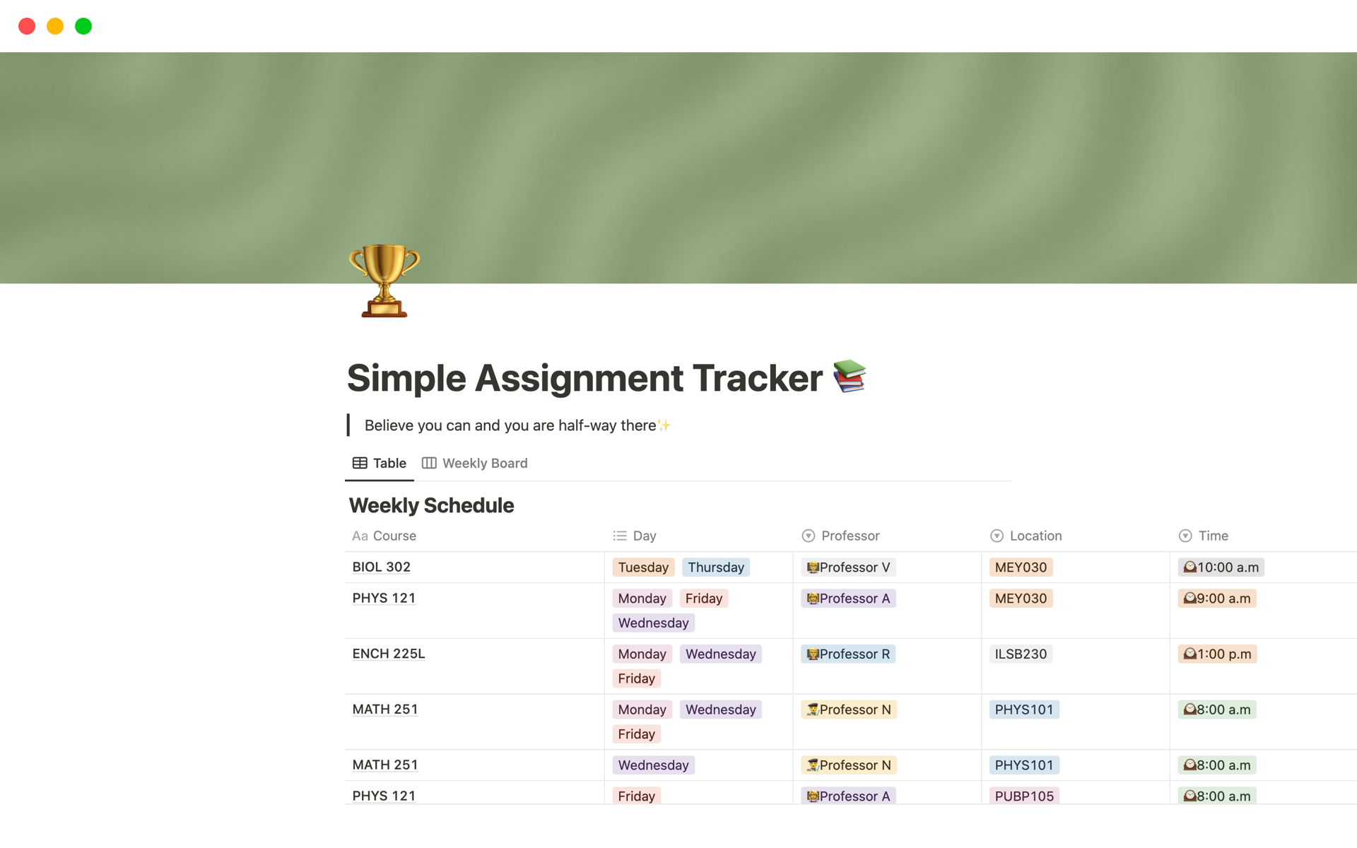 Simple Assignment Tracker Template | Notion Marketplace Simple Assignment Tracker Template | Notion Marketplace