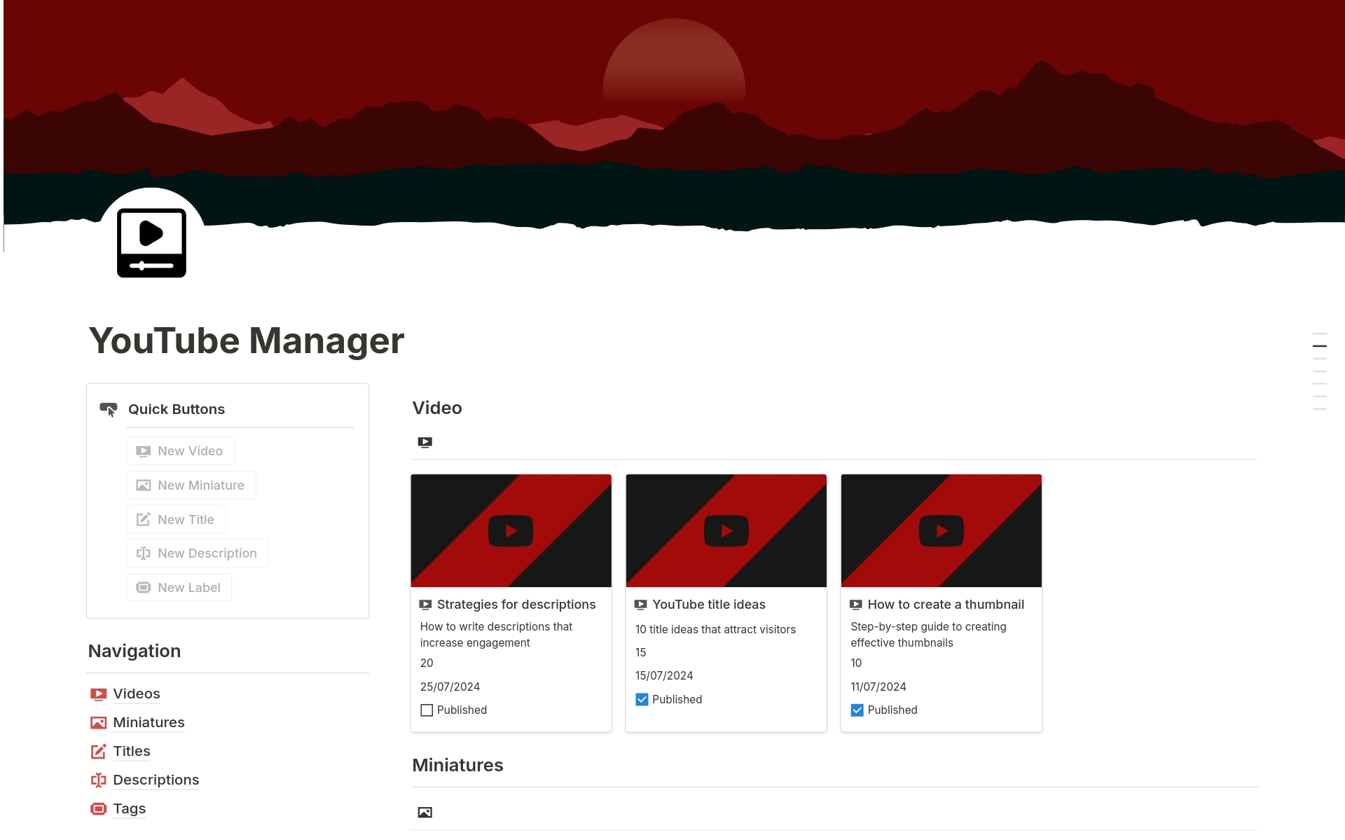 YouTube Manager Template by Eon | Notion Marketplace