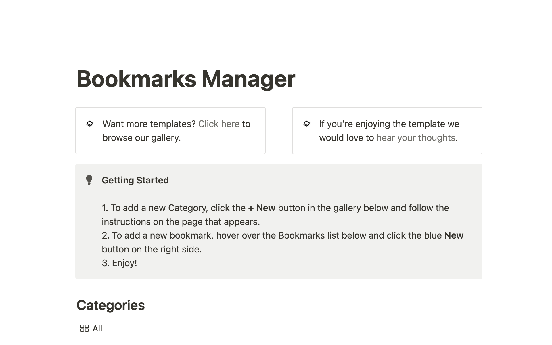 Bookmarks Manager Template by Symfonite | Notion Marketplace