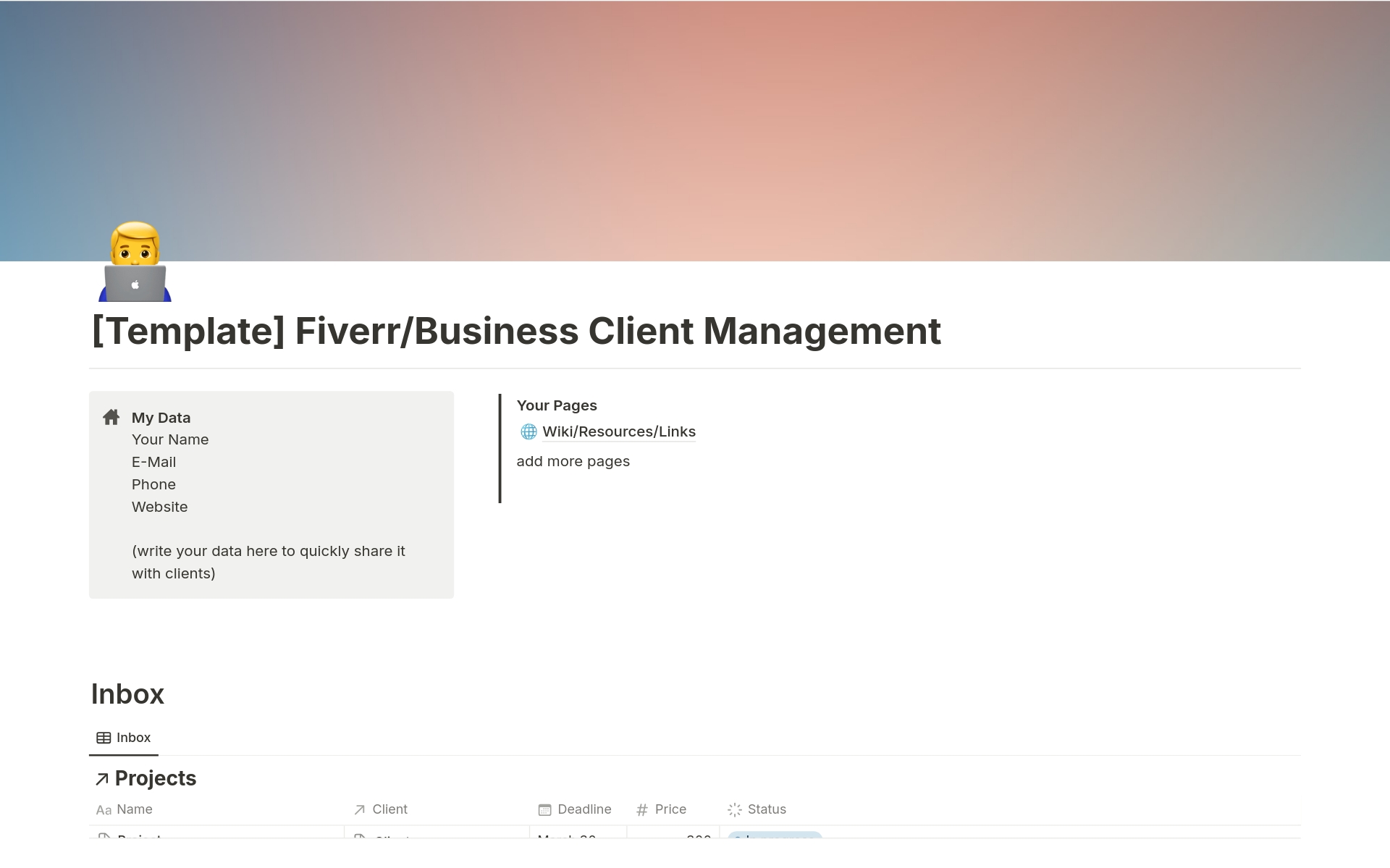 Fiverr / Freelancer Project and Client Management Template | Notion ...