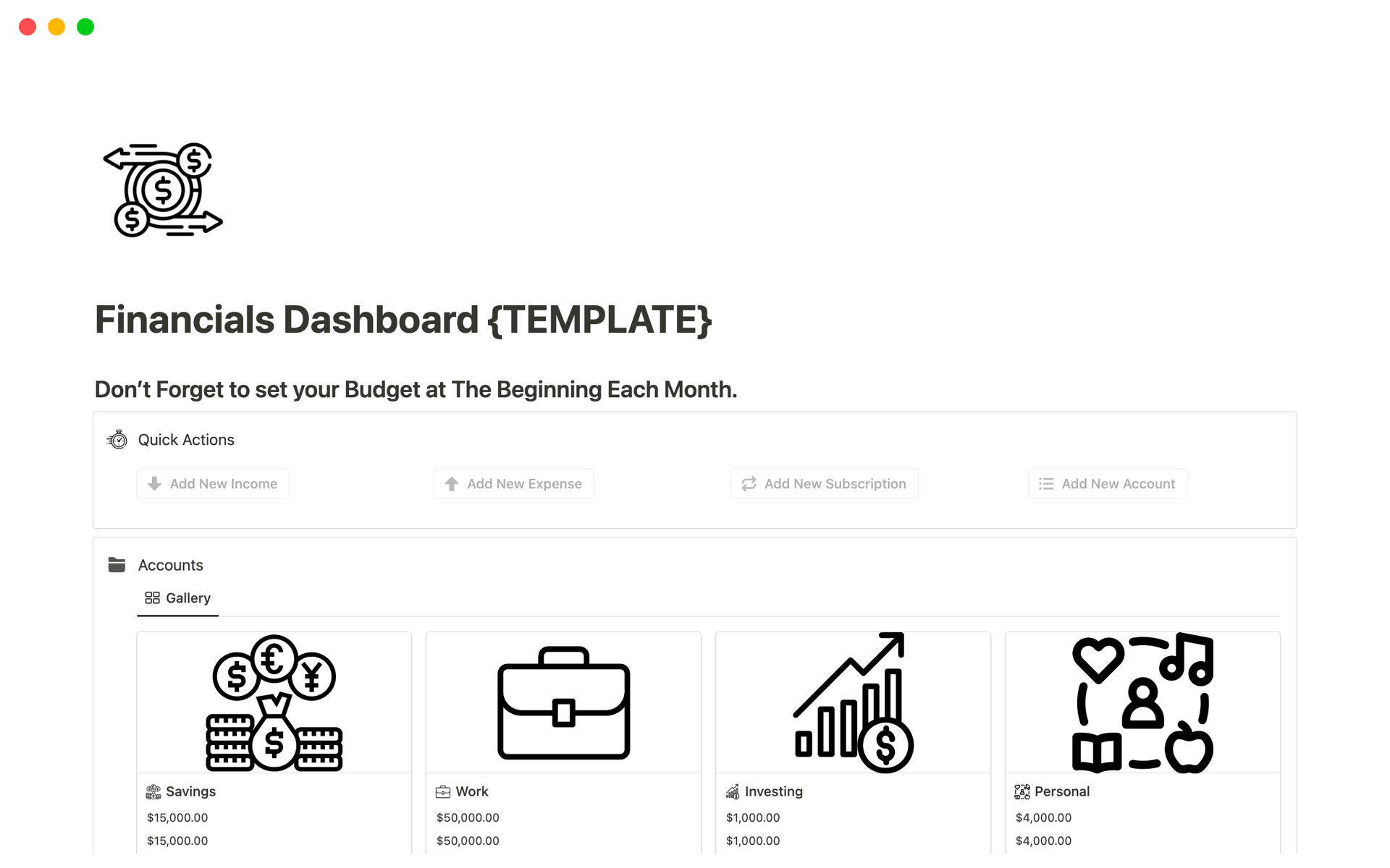 Minimalist and Efficient Financials Template Template | Notion Marketplace
