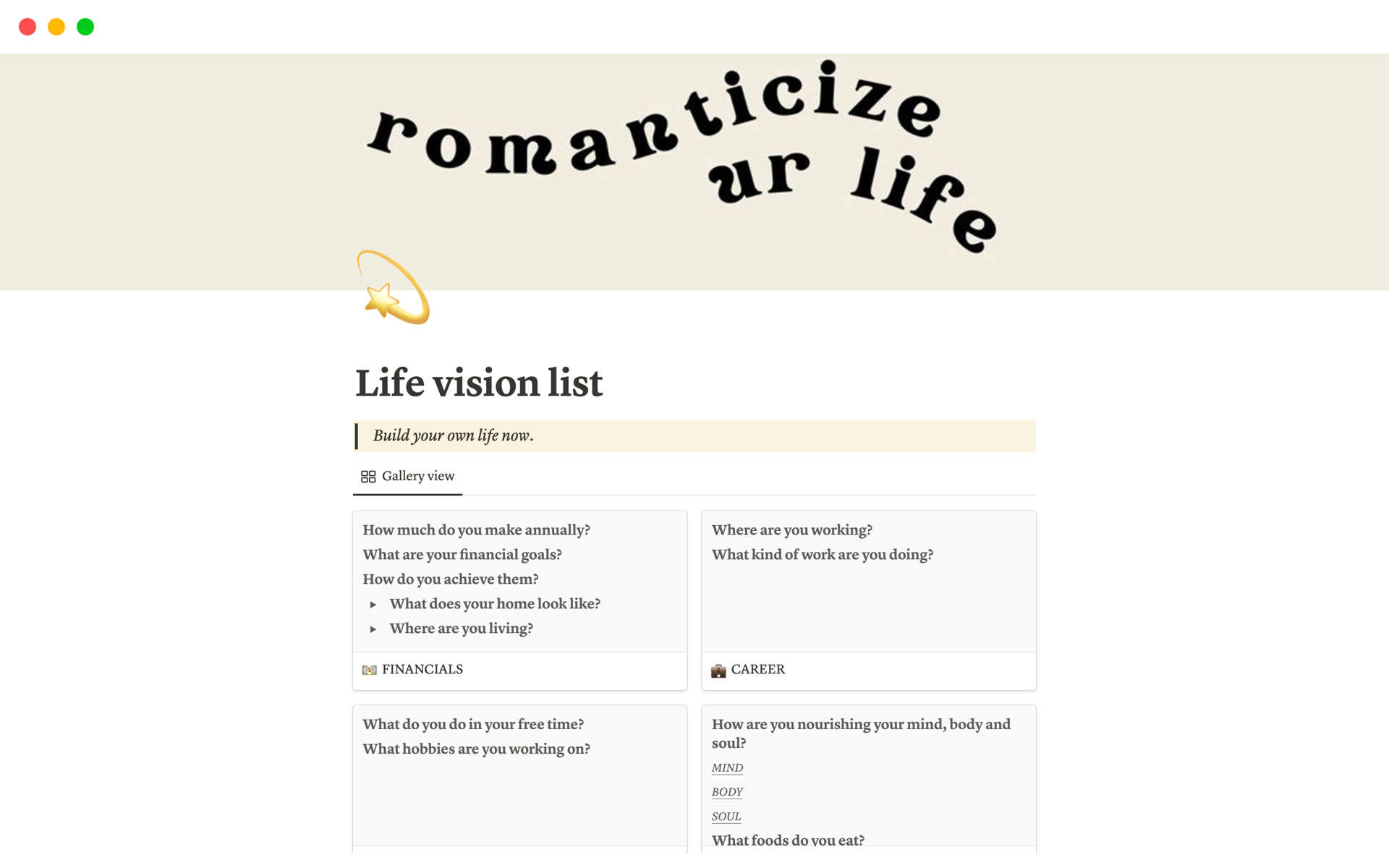 Life vision list Template by Irene | Notion Marketplace