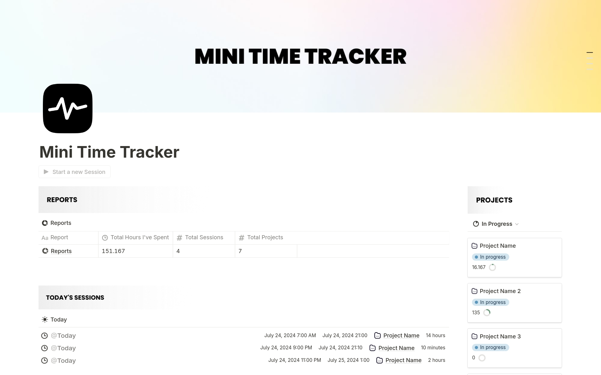 Time Tracker Dashboard Template by Digital Desk | Notion Marketplace