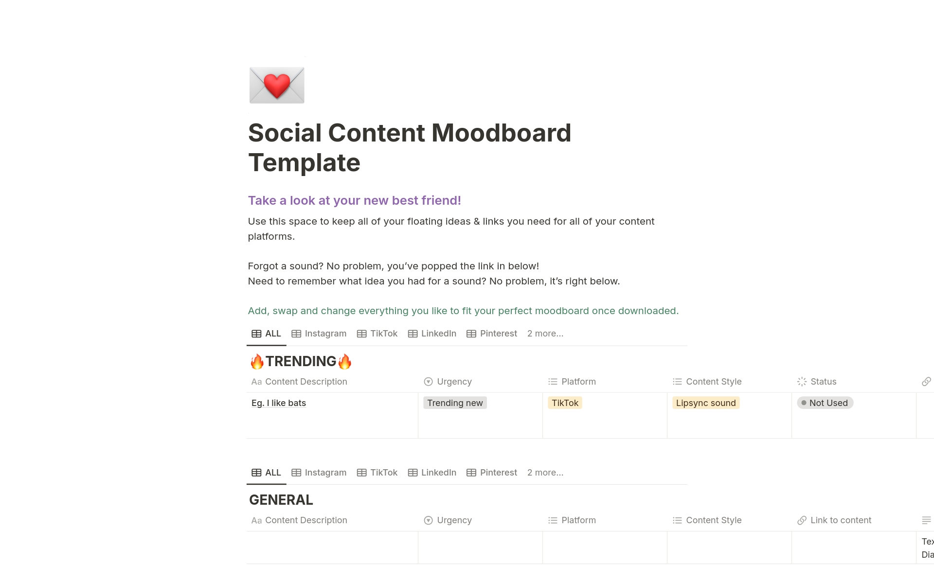 BeBeau Creative Social Content Moodboard Template by Sophie at BeBeau Creative | Notion Marketplace