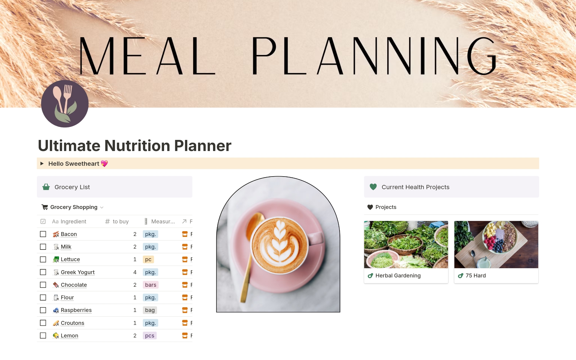 Ultimate Nutrition Planner – 200+ Ingredients Template | Notion Marketplace