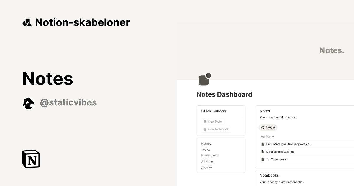 Notes Skabelon | Notion Marketplace
