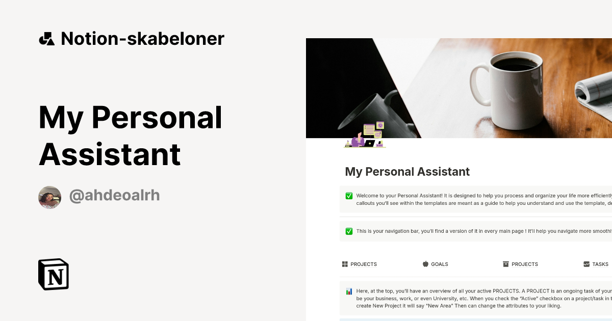 My Personal Assistant Skabelon af Dami | Notion Marketplace