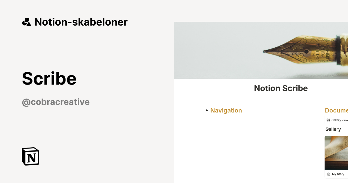 Scribe Skabelon af Cobra | Notion Marketplace