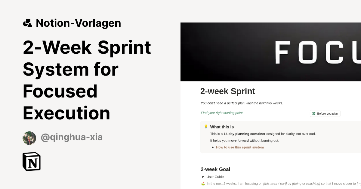 2-Week Sprint System for Focused Execution Vorlage von Sarah Xia ...