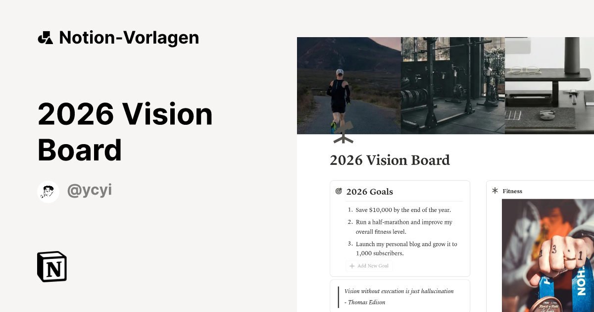 2026 Vision Board Vorlage von YC | Notion-Marketplace