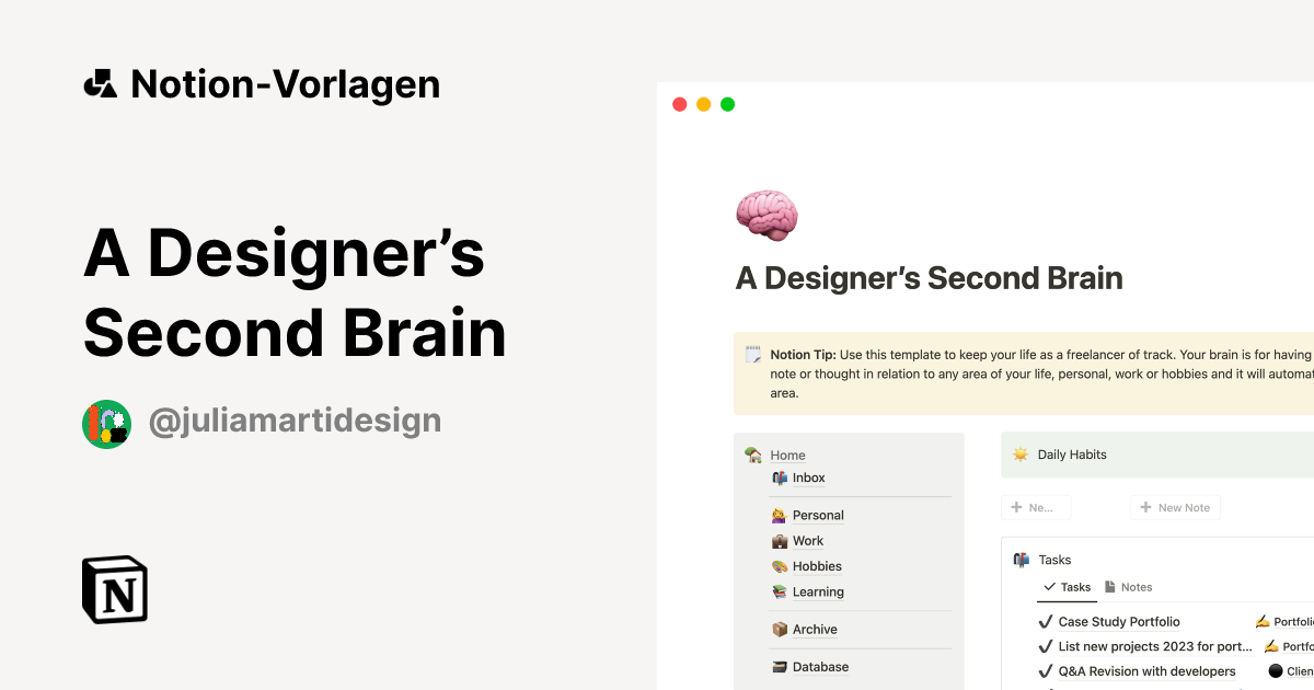 A Designer’s Second Brain Vorlage | Notion-Marketplace