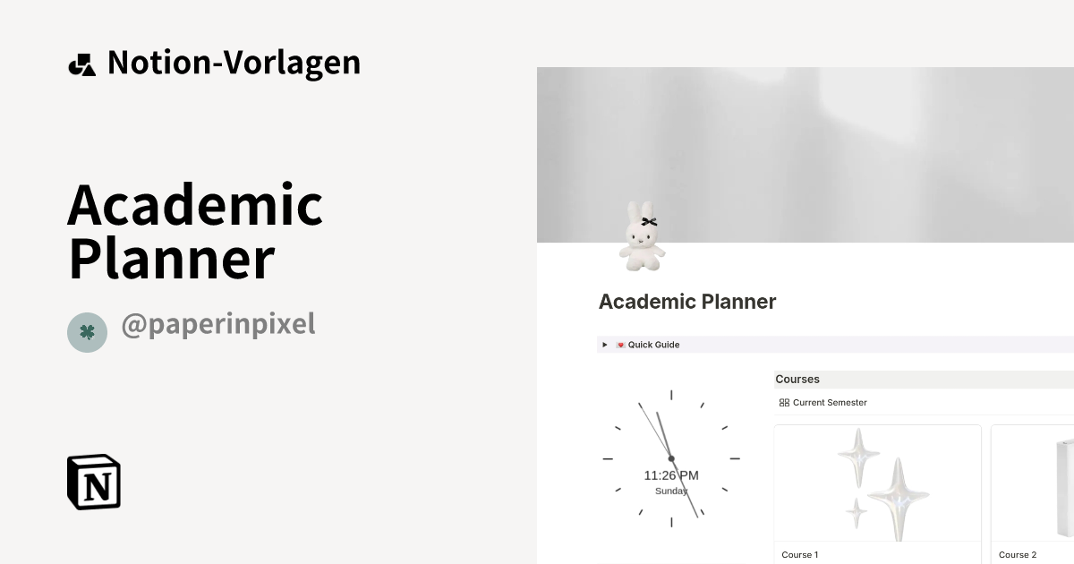 Academic Planner Vorlage | Notion-Marketplace