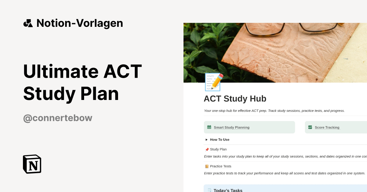 Ultimate ACT Study Plan Vorlage von Conner Tebow | Notion-Marketplace