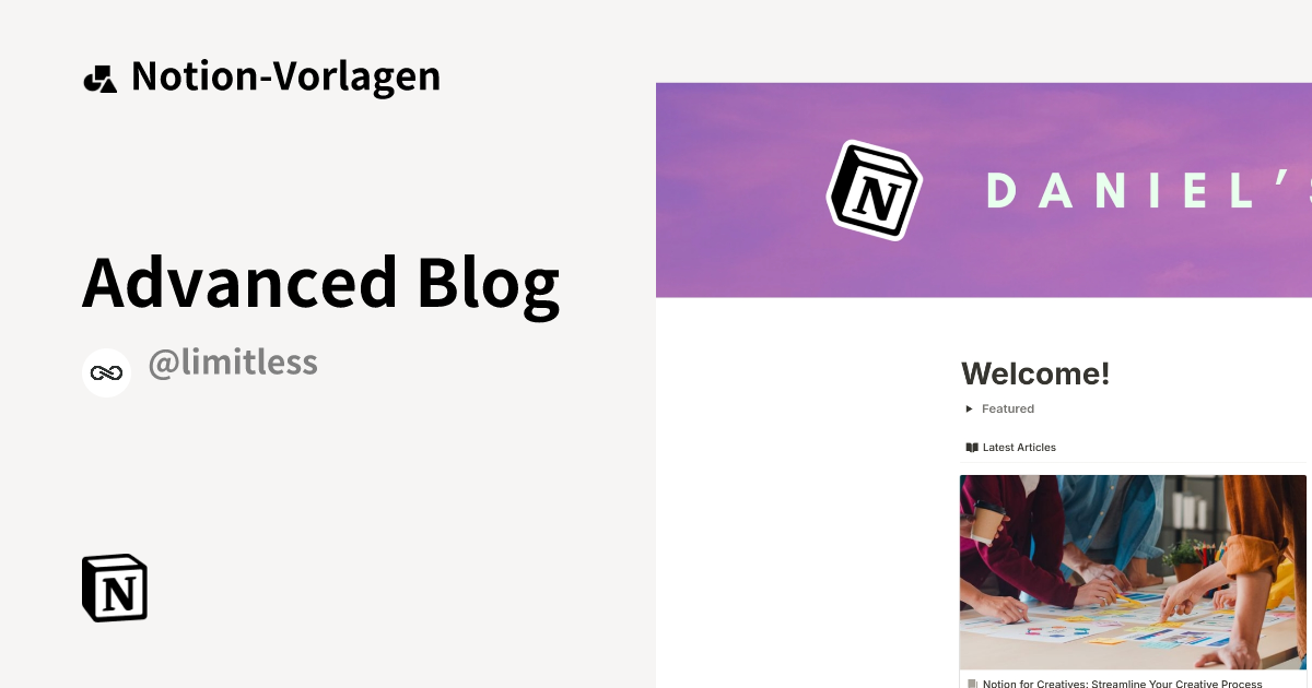 Advanced Blog Vorlage | Notion-Marketplace