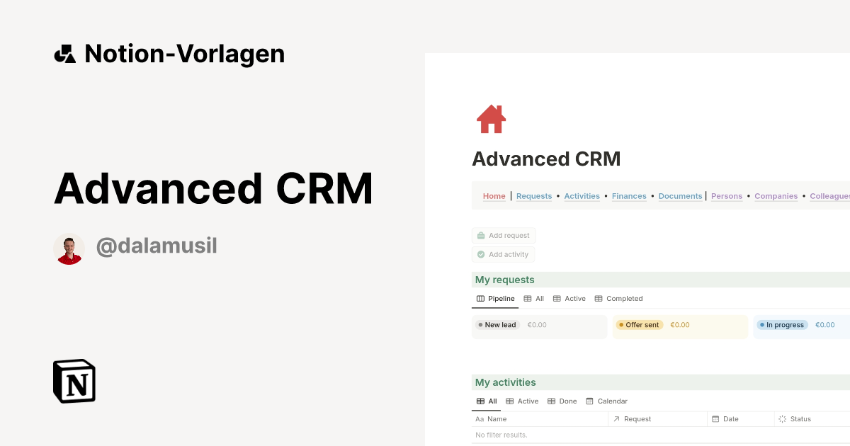 Advanced CRM Vorlage | Notion-Marketplace
