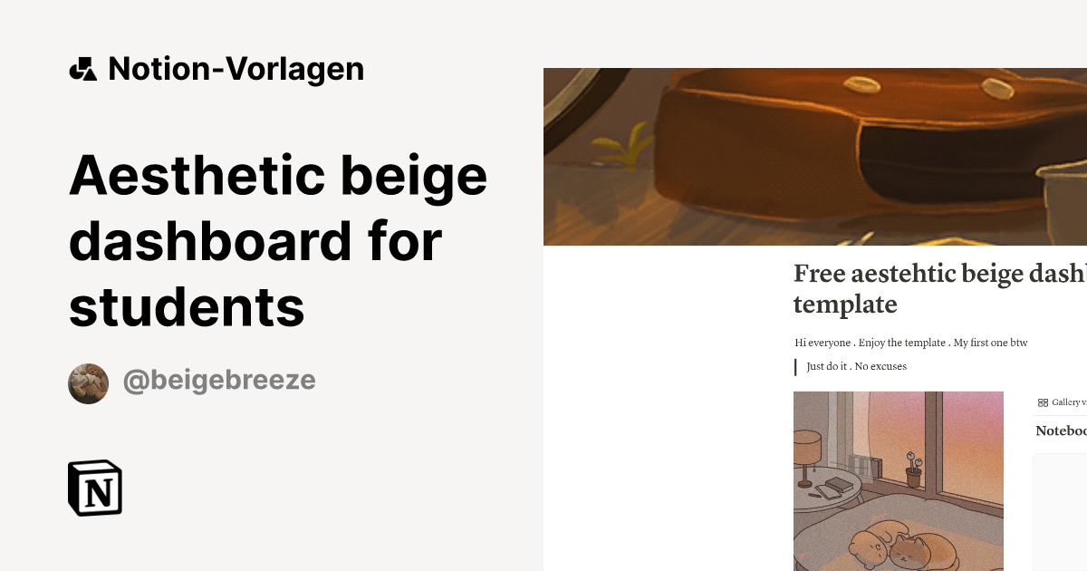 Aesthetic beige dashboard for students Vorlage | Notion-Marketplace