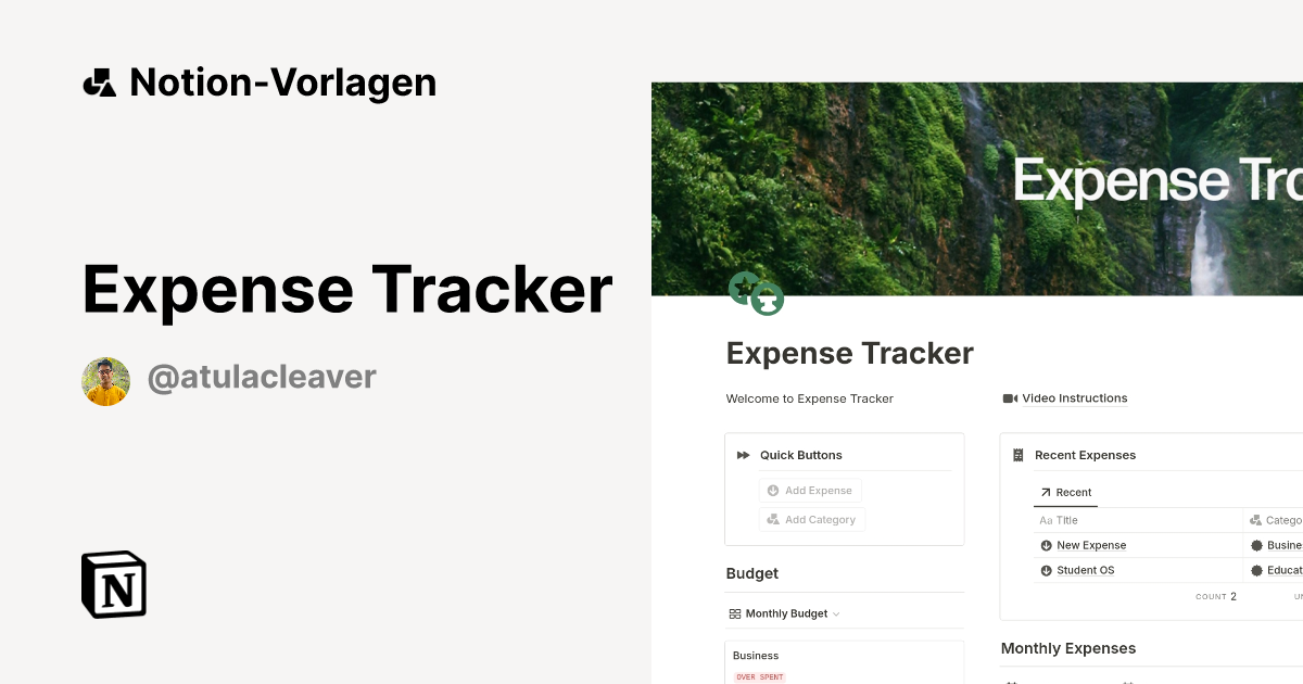 Expense Tracker Vorlage | Notion-Marketplace