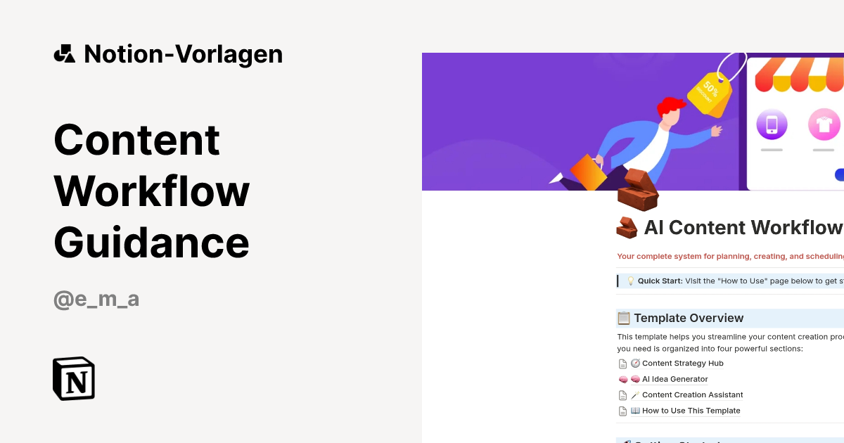 Content Workflow Guidance Vorlage von Elena | Notion-Marketplace