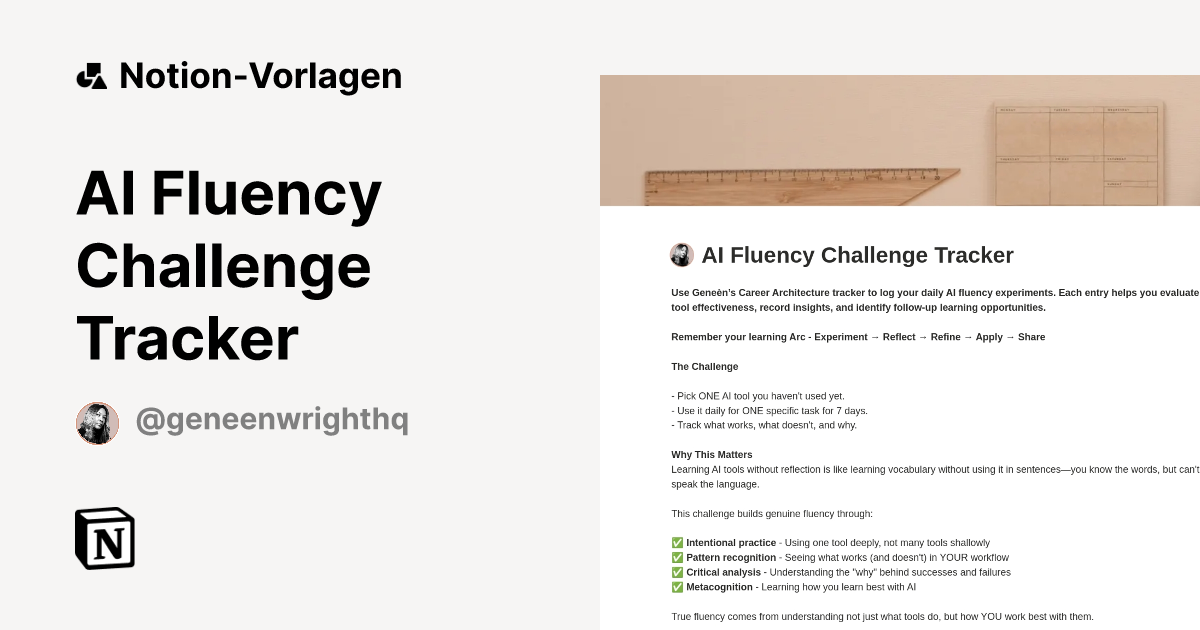 AI Fluency Challenge Tracker Vorlage | Notion-Marketplace