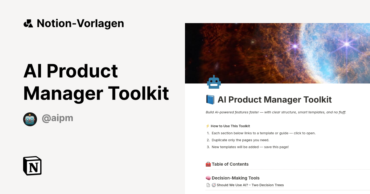 AI Product Manager Toolkit Vorlage von AI PM Maven | Notion-Marketplace