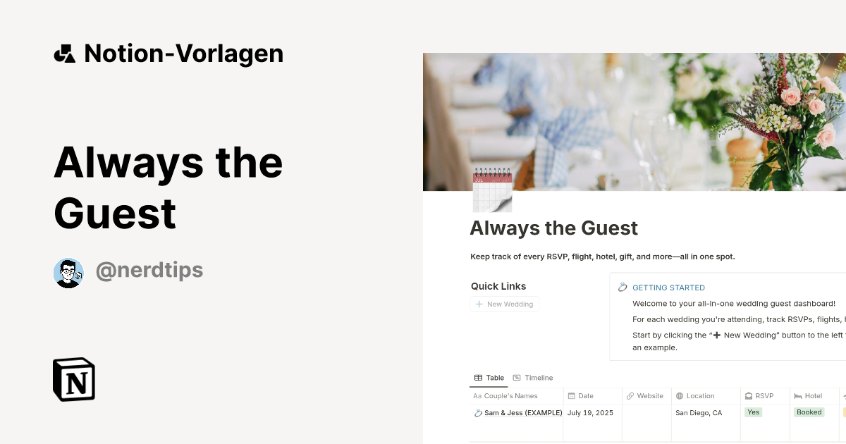 Always the Guest Vorlage von Nerd | Notion-Marketplace