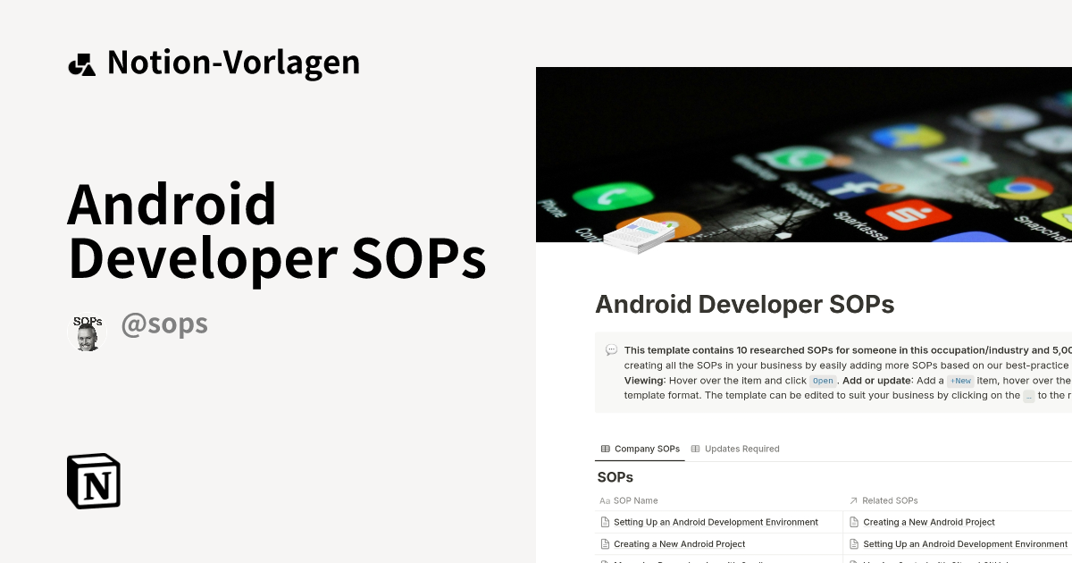 Android Developer SOPs Vorlage | Notion-Marketplace