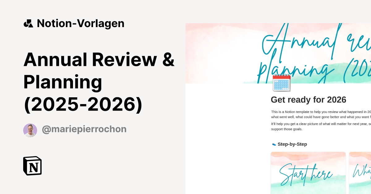 Annual Review & Planning (2025-2026) Vorlage | Notion-Marketplace