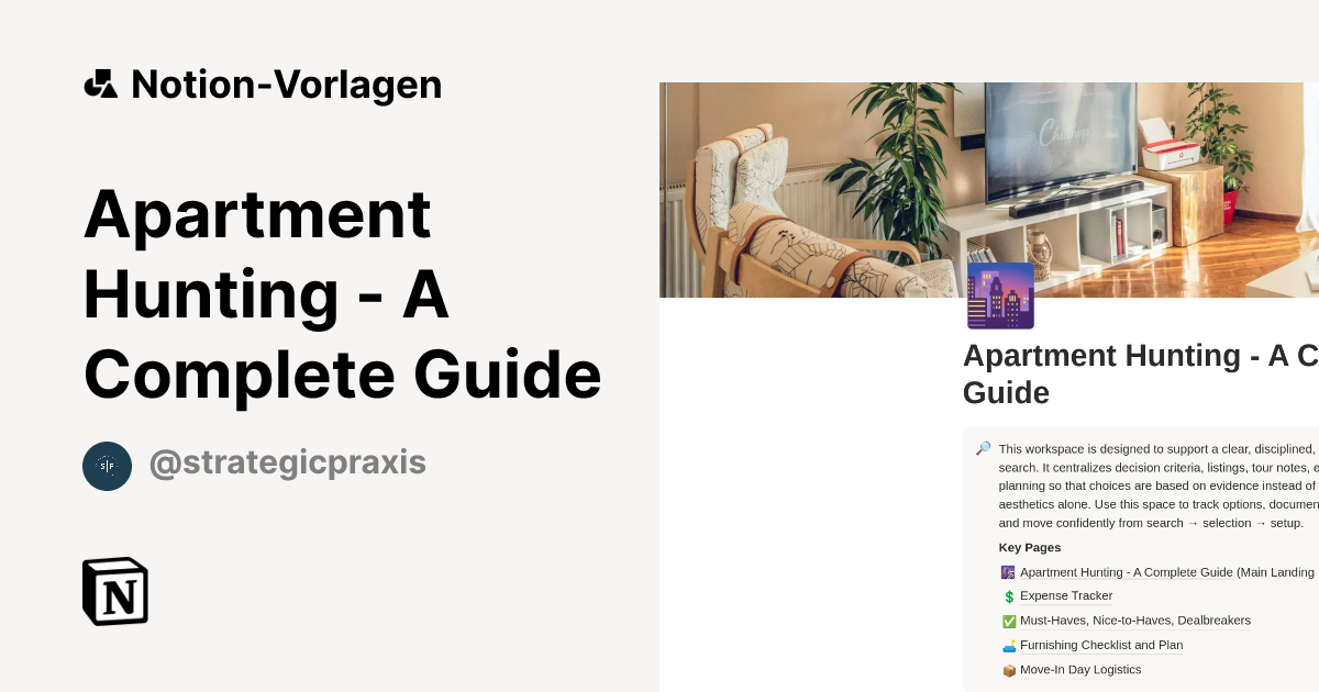 Apartment Hunting - A Complete Guide Vorlage | Notion-Marketplace