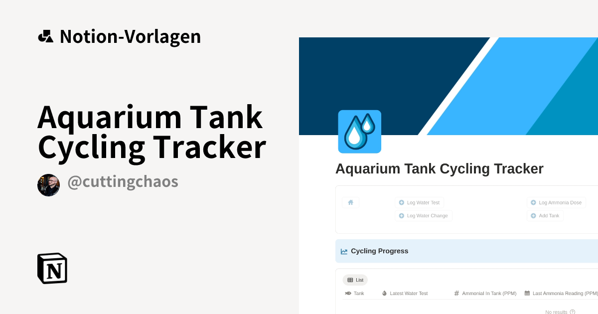 Aquarium Tank Cycling Tracker Vorlage von Danny | Notion-Marketplace