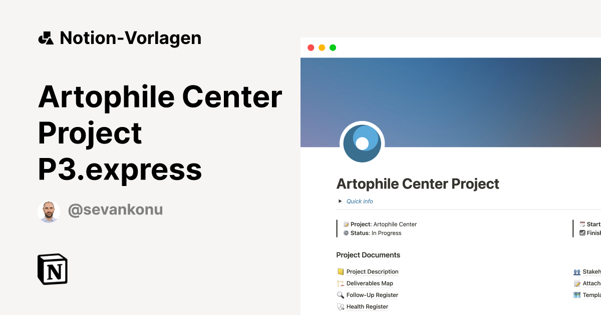 Artophile Center Project P3.express Vorlage | Notion-Marketplace
