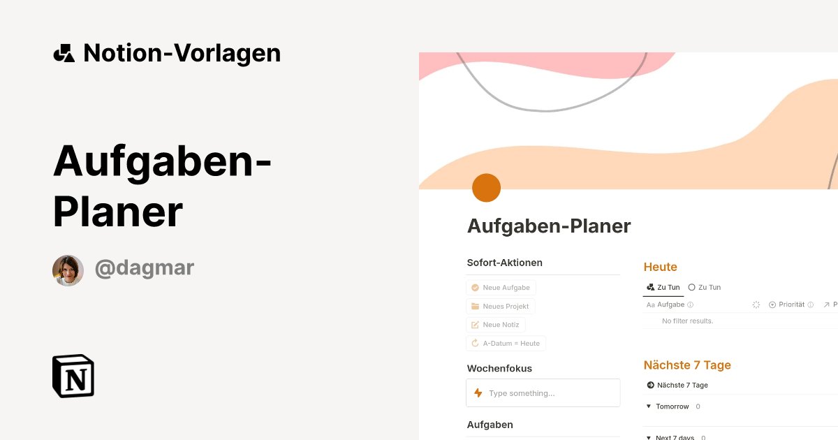 Aufgaben-Planer Vorlage | Notion-Marketplace