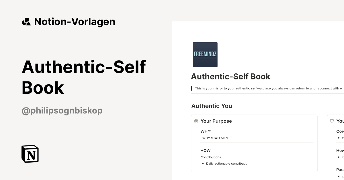 Authentic-Self Book Vorlage | Notion-Marketplace