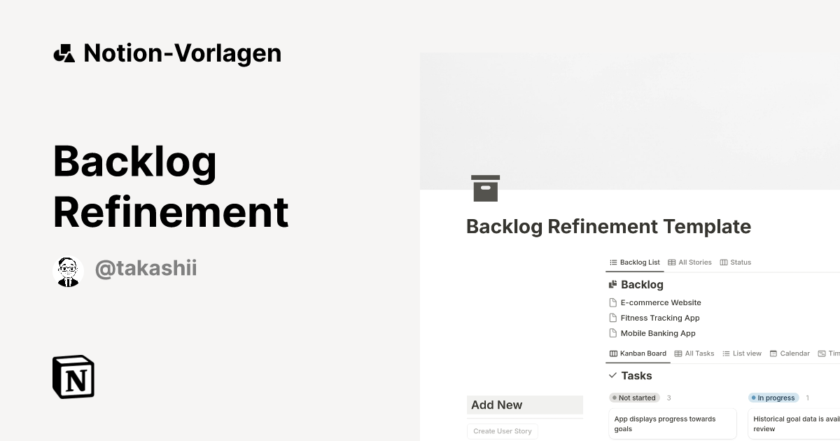 Backlog Refinement Vorlage | Notion-Marketplace