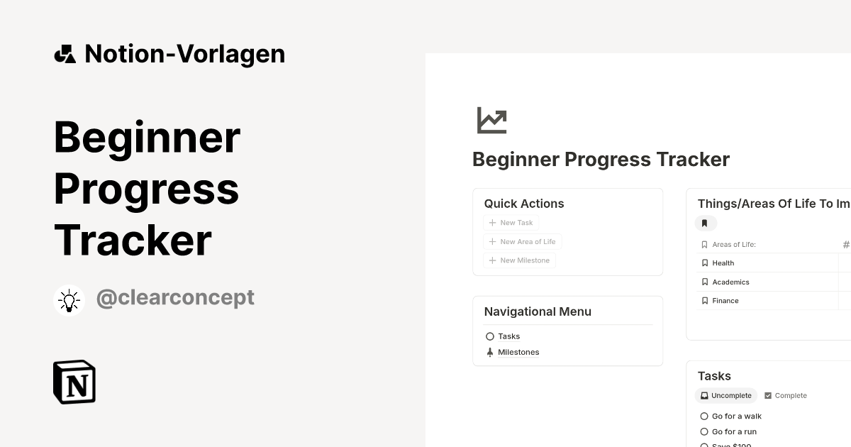 Beginner Progress Tracker Vorlage | Notion-Marketplace