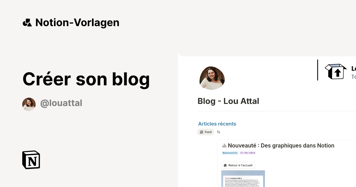 Créer son blog Vorlage von Lou Attal | Notion-Marketplace