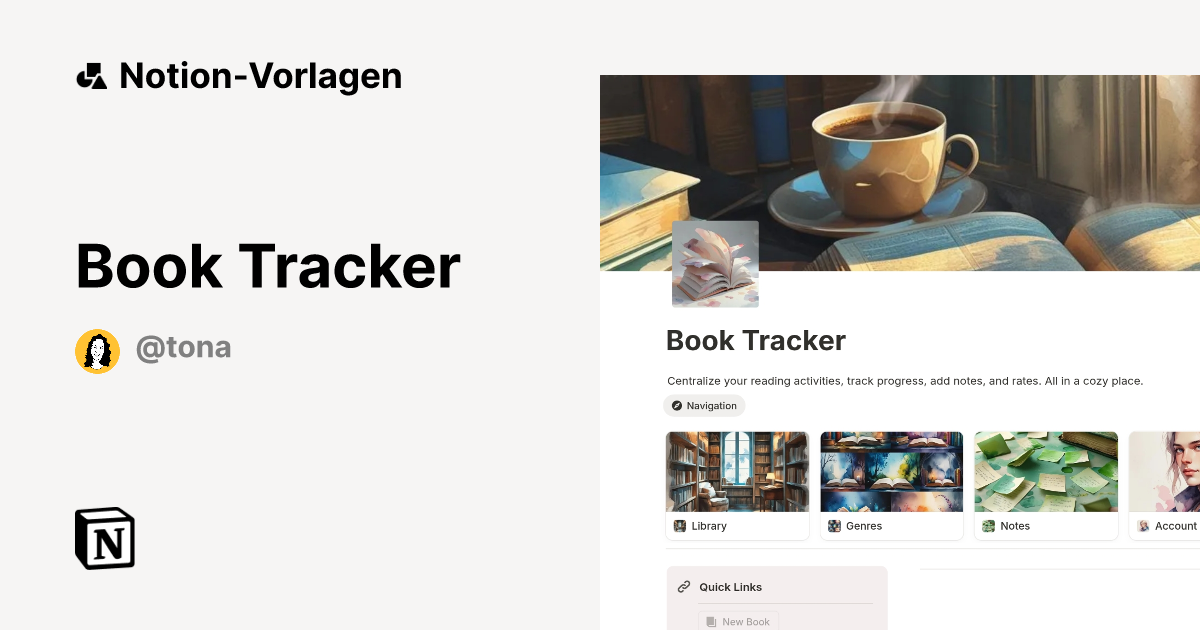 Book Tracker Vorlage | Notion-Marketplace