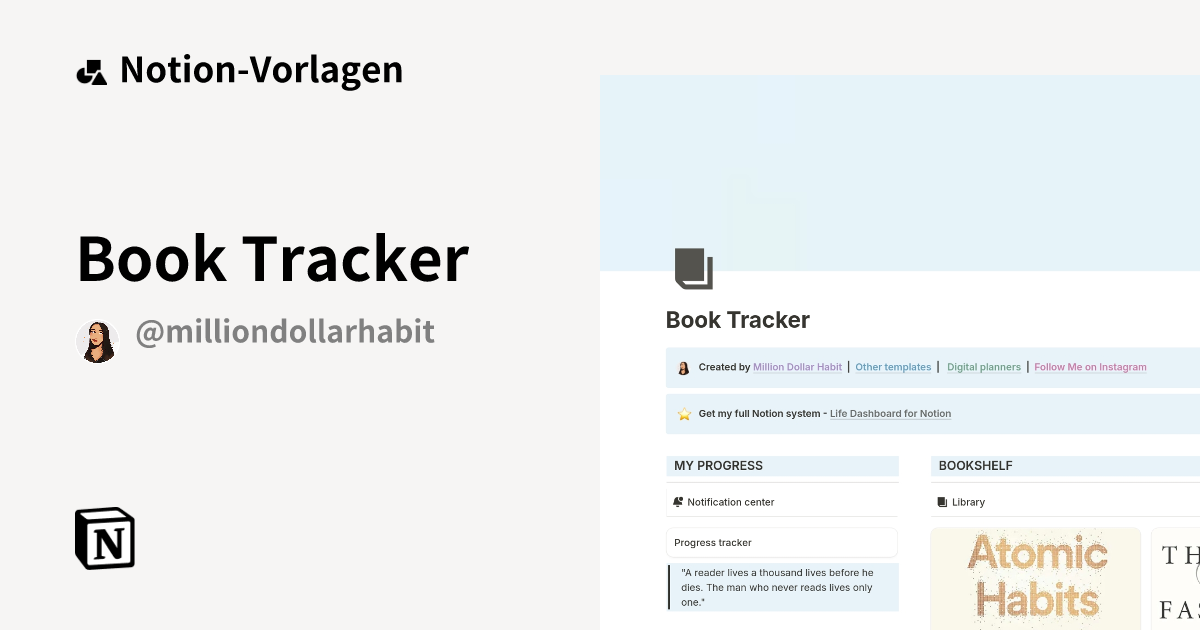 Book Tracker Vorlage | Notion-Marketplace