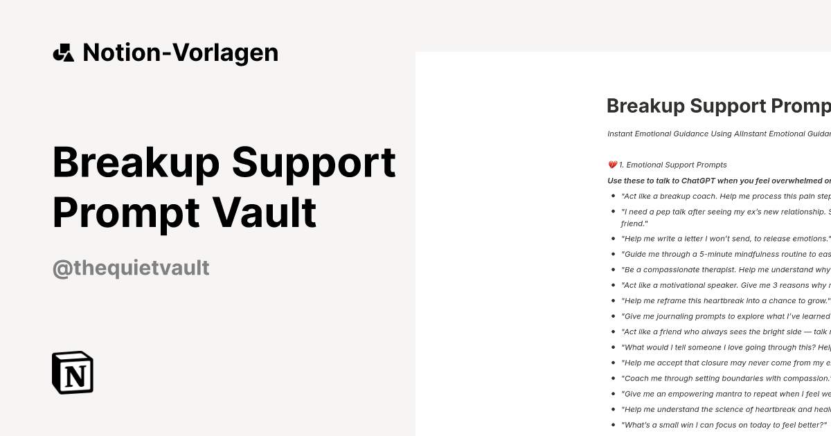 Breakup Support Prompt Vault Vorlage von The Quiet Vault | Notion ...