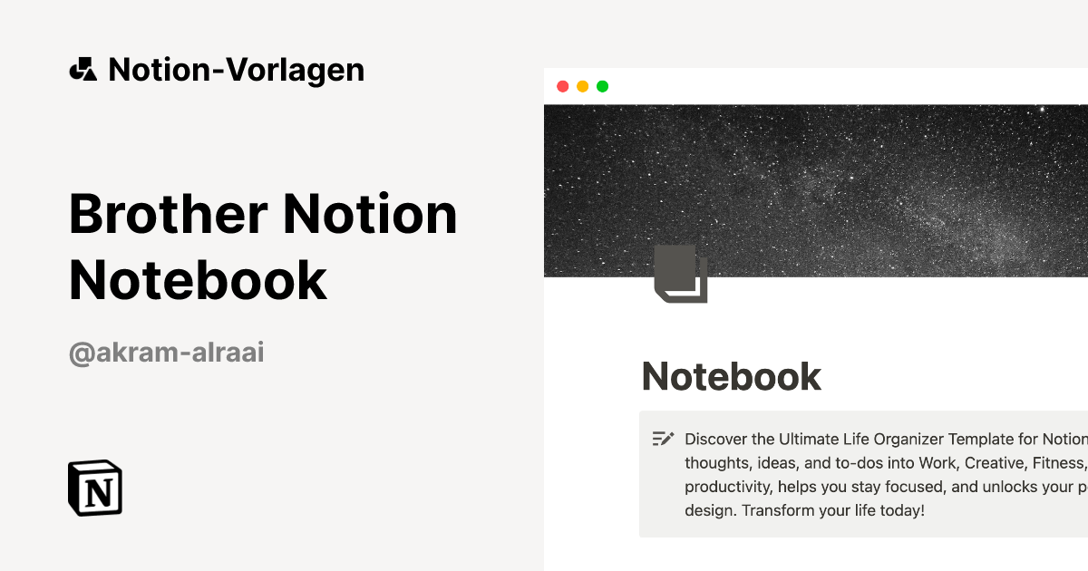 Brother Notion Notebook Vorlage | Notion-Marketplace