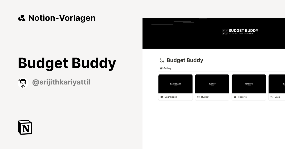 Budget Buddy Vorlage von Srijith Kariyattil | Notion-Marketplace