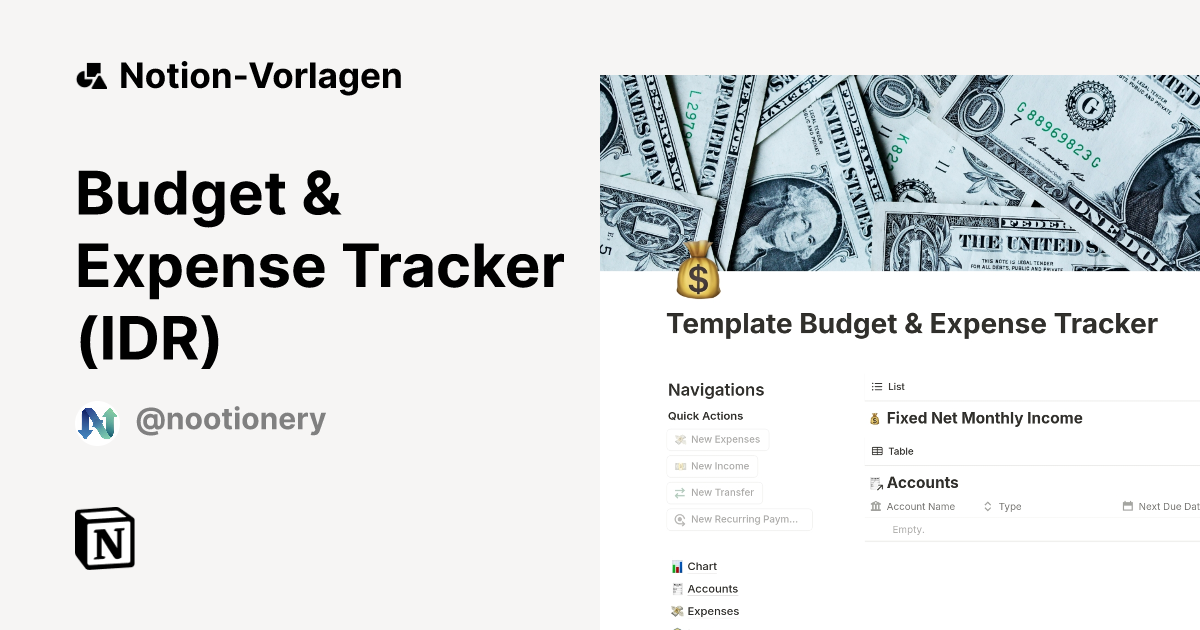 Budget & Expense Tracker (IDR) Vorlage von Kusindra Aji R. | Notion ...