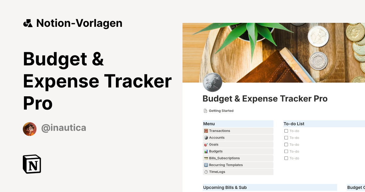 Budget & Expense Tracker Pro Vorlage | Notion-Marketplace