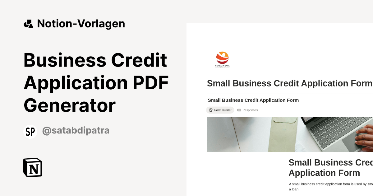 Business Credit Application PDF Generator Vorlage von Satabdi Patra ...