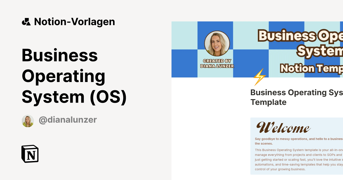 Business Operating System (OS) Vorlage von Diana Lunzer | Notion-Marketplace