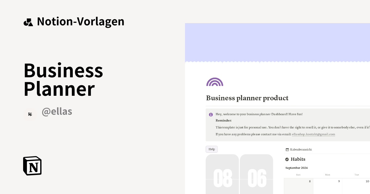 Business Planner Vorlage | Notion-Marketplace