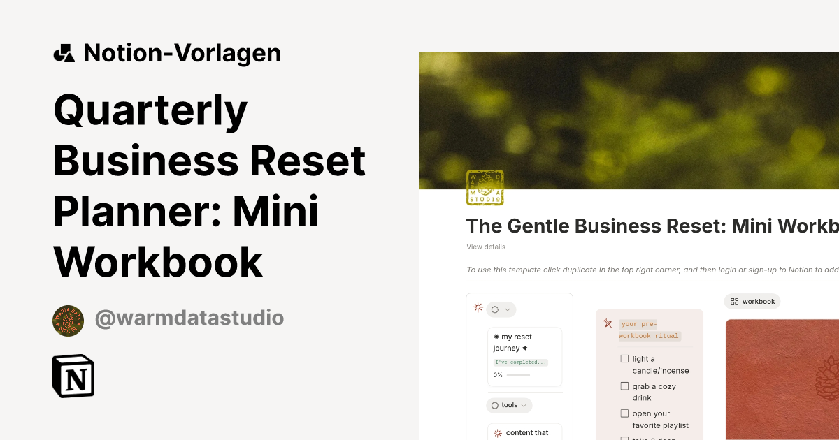 Quarterly Business Reset Planner: Mini Workbook Vorlage von warm data ...